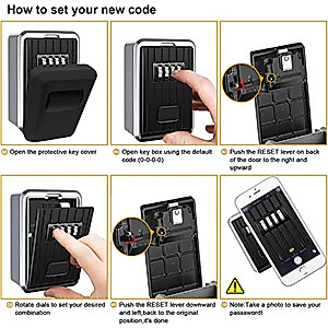 Key Lock Box with 4-Digit Combination, Lock Box Outside for House Key, Wall Mounted Weatherproof Resettable Code Key Lock Box for Outside, Ideal for Homes Hotels Schools