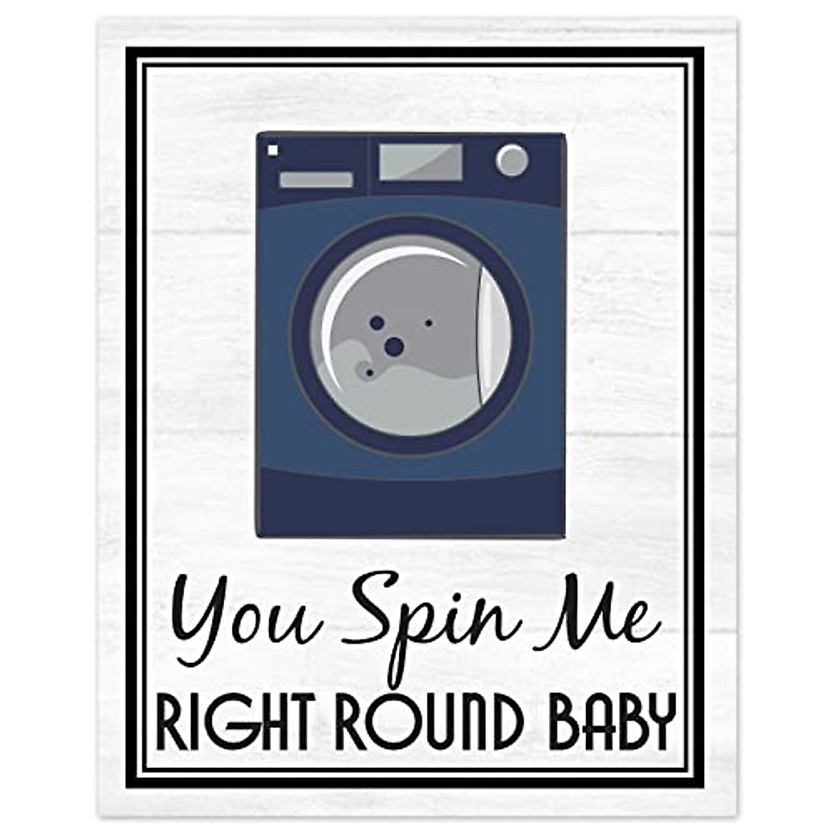 A LuxeHome Royal Navy Blue Gray White Retro Vintage Inspirational Laundry Room 70s 80s Music Song Gifts Rustic Modern Farmhouse Country Home Funny Sayings Quotes Unframed 8”x10”, 8 x 10 Inch