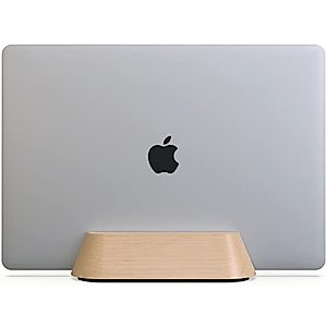 KUSOVILI Vertical Laptop Stand for Desk, Adjustable Vertical Laptop Holder, Natural Wood Desktop Dock for Apple MacBook pro, Surface, Lenovo, Dell and More (up to 17.3 inches)