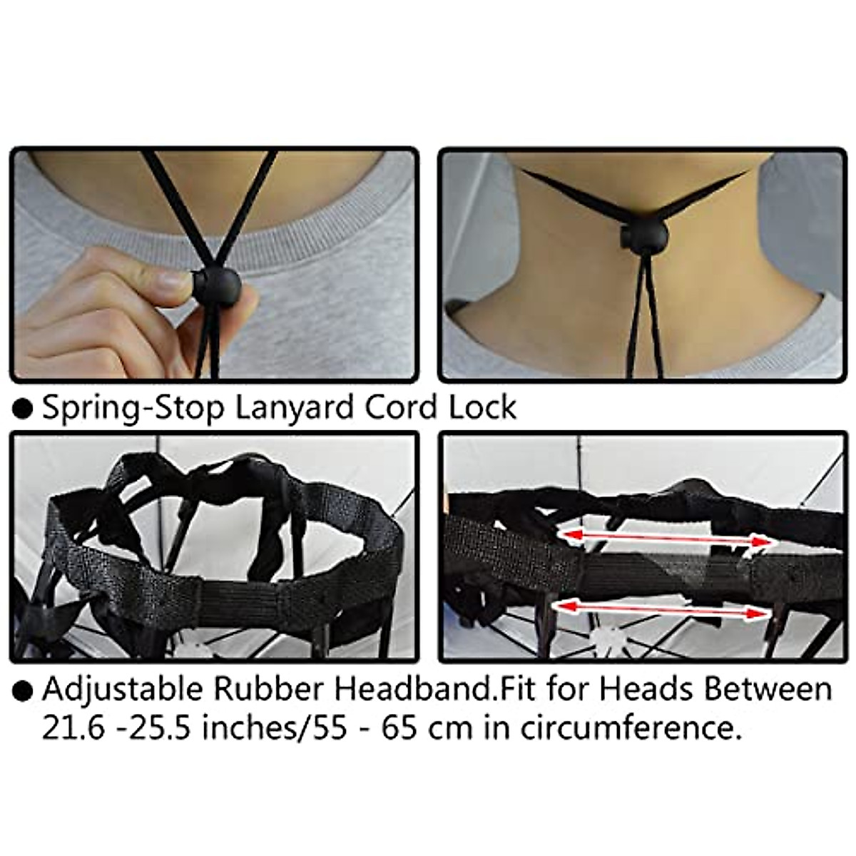 NEW-Vi Umbrella Hat, 25 inch Hands Free Umbrella Cap for Adults and Kids, Fishing Golf Gardening Sunshade Outdoor Headwear (Silver)