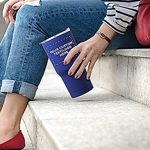 Personalized 17 oz. Rubberized Stainless Steel Travel Mugs - 6 Pack - Custom Text, Logo - Blue