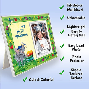 Prek Graduation Kindergarten Preschool Graduation Picture Frame | Colorful and Fun | Holds 3.5 x 5 Photo | First Graduation Keepsake Gift | Innovative Front-Loading Photo | Elephants Design
