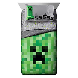 Jay Franco Minecraft Creeper 4 Piece Twin Bed Set (Offical Product)