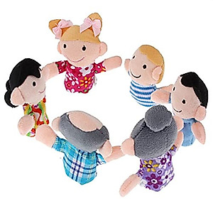 6 Piece Mini Grandparents, Finger Puppet Set, Cloth Velvet Puppets, 6 People Family Members Finger Puppets Toys Set, Story Time, Party Favors for Boys Girls Birthday Gifts Christmas Stocking Stuffers