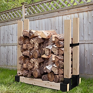 TFMUZERT Firewood Rack Outdoor Heavy Steel Stable Storage Holder Fit 2x4 Perfect for Outside Backyard Fire Pits Adjustable to Any Length