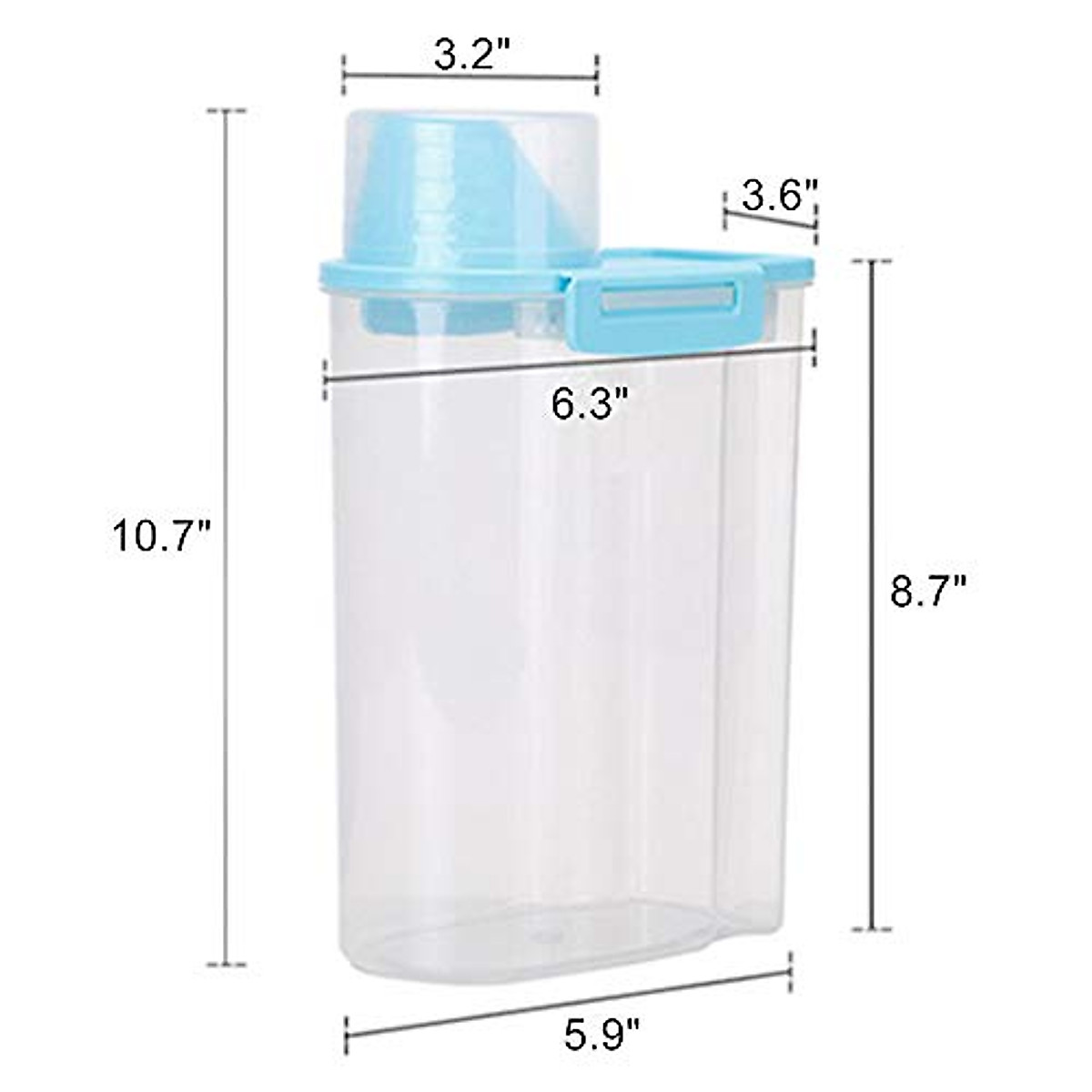 PISSION Pet Food Storage Container with Graduated Cup and Seal Buckles Food Dispenser for Dogs Cats (Blue)