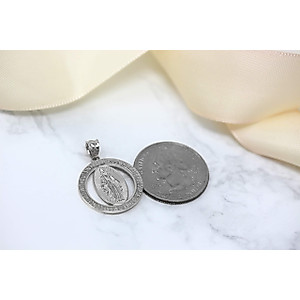 CaliRoseJewelry Sterling Silver Saint Mary Pray for Us Round Charm Pendant