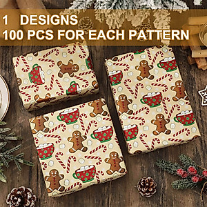 JarThenaAMCS 100 Sheets Christmas Tissue Paper Gingerbread Man Candy Cane Art Tissue Wrapping Paper for Xmas Winter DIY Crafts Gift Packing, 14 x 20 Inch