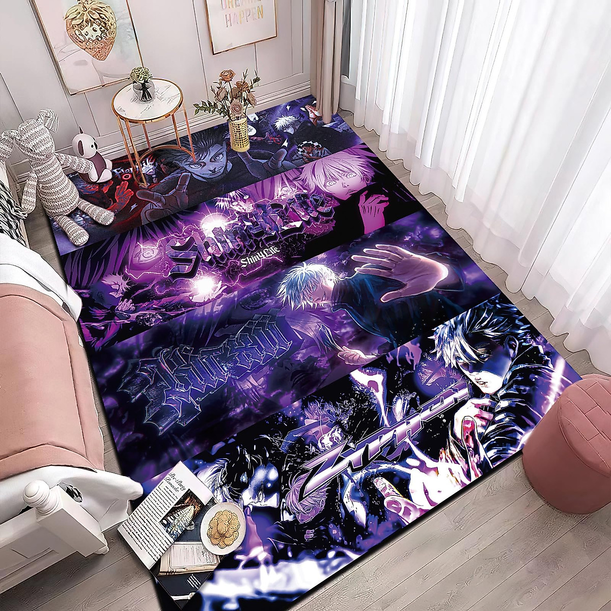 Anime Rug Anime Carpet Boys' Room Decoration Game Children's Carpet Bedroom Aesthetic Soft Carpet Decorative Carpet (60 * 40in) (Jujutsu 1)
