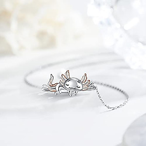 Axolotl Necklace for Women Cute 925 Sterling Silver Axolotl Necklace Gifts Animal Pendant Mexican Axolotls Jewelry Gift