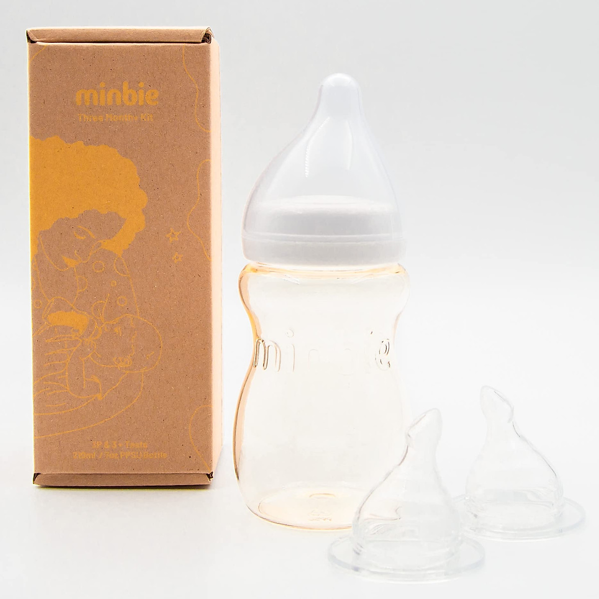 Minbie 3 Month+ Breastfeeding Baby Bottle, BPA-Free Kit