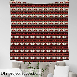 Erosebridal Horse Fabric by The Yard, Dreamcatcher Upholstery Fabric, Aztec African Tribal Horse Printed Decorative Fabric, Western Farm Animals Exotic Nordic Style Decorative Fabric, Red, 2 Yards