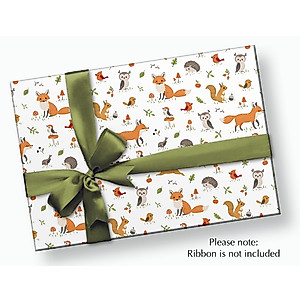 Stesha Party Forest Woodland Animal Wrapping Paper - Folded Flat 30 x 20 Inch (3 Sheets)