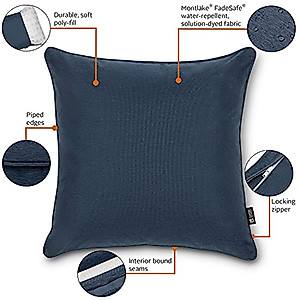 Classic Accessories 56-475-01FadeSafe15501-2PK Montlake FadeSafe Indoor/Outdoor, 20 x 20 x 8 Inch, 2 Pack, Heather Indigo Outdoor Throw Pillows