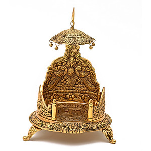 Nirmal Handicraft Gold Metal Handicraft Pooja Jhula | Swing| Palana | Ladoo Gopal Singhasan |Nand Gopal Palana | Hindola for Ladoo Gopal, Laxmi ji and Ganesh Ji