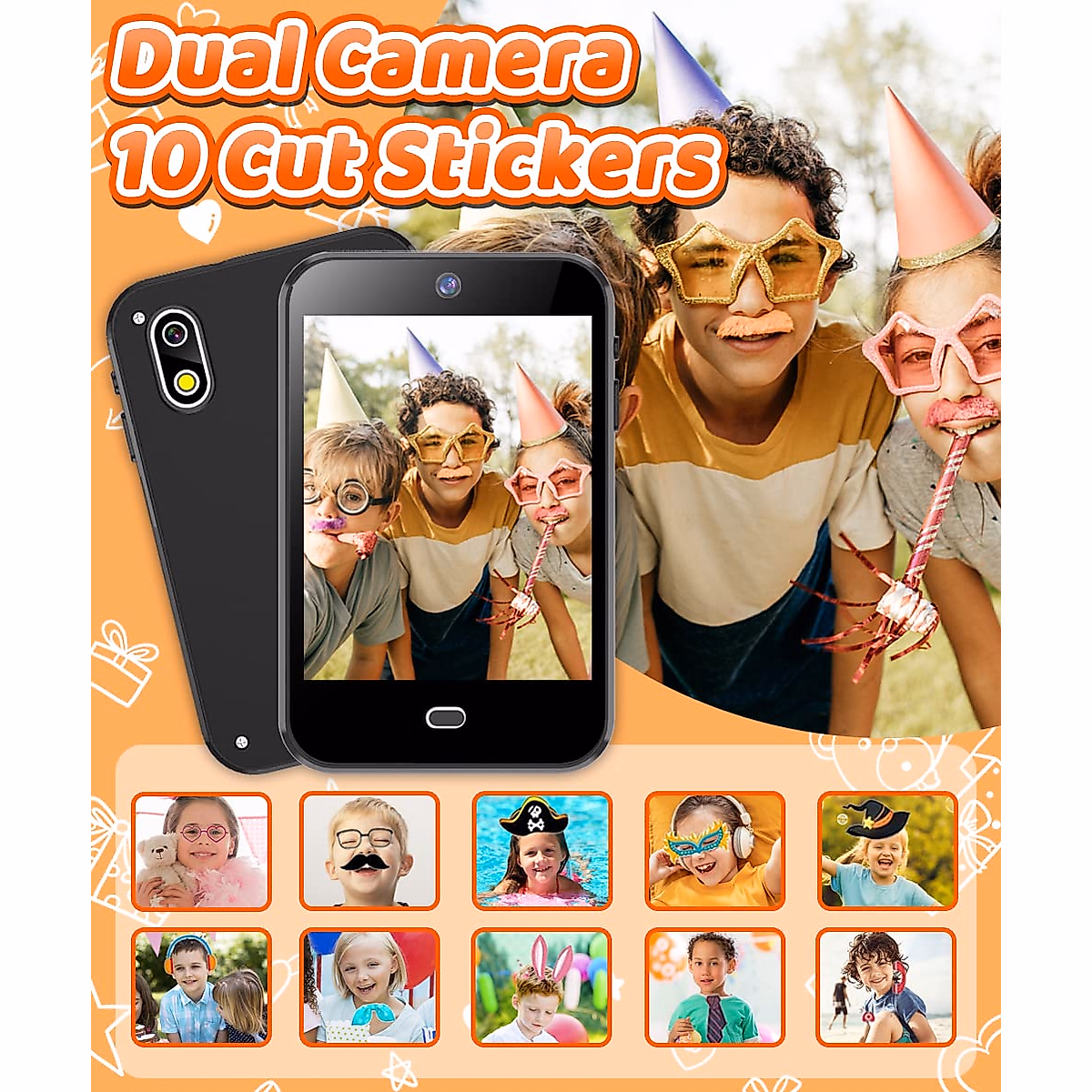 Kids Smart Pretend Phone for Girls Boys Age 3-8 with Dual Camera 28 Games 2.8'' HD Touch Screen Music Player Video Audible Story Pedometer Alarm Clock Calculator Torch Toddler Learning Toys