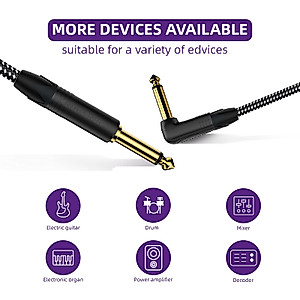 MOBIATOR Guitar Cable 20 ft Instrument Cable, World-Renowned Neutrik Gold Connector 1/4 Inch Right Angle Guitar Cables, Guitar Cord Amp Cable for Electric Guitar, Bass, Mandolin, Pro Audio