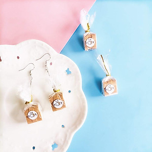 Mountainer Creative Handmade Mini Simulation Food Toast Dangle Earrings for Women Cute Bread Drop Earrings Funny Jewelry Gift
