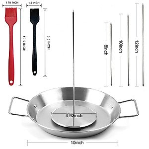 Fengzhe Al Pastor Skewer for Grill, Stainless Steel Vertical Skewer, Brazilian Spit Stand with 3 Spikes,2 Brushes,Ideal for Tacos Al Pastor,Shawarma, Kebabs on Smoker, Oven,with Fat Separator Tray.