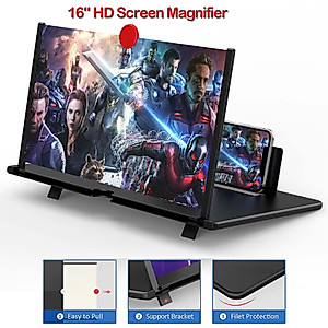 16" Screen Magnifier for Smartphone –3D HD Mobile Phone Magnifying Projector Screen Enlarger Expanders for Movies, Videos, and Gaming–Foldable Phone Stand with Screen Amplifier–Supports All Cell Phone