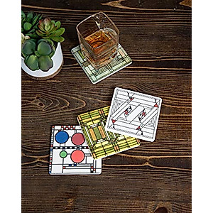 CoasterStone Absorbent Stone Coasters, Frank Lloyd Wright, Art Glass Designs, Multi-Colored