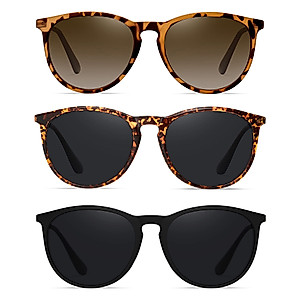 WOWSUN Polarized Sunglasses womens 2024 trendy glasses - Vintage Retro Round (3Pack)