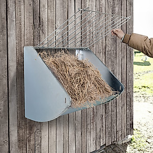 tonchean Hay Feeder Wall Mount for Horses, Metal Goat Hay Feeder Heavy Duty Wall Hay Rack Less Wasted Grass Holder for Cattle Sheep Livestock