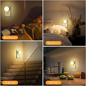 FOLKSMATE LED Night Lights Plug into Wall 5-Pack, Plug in Nightlight Soft White with Light Sensors for Adults, Kids Room, Bedroom, Bathroom, Hallway