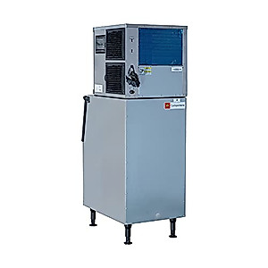 Snooker Full Cube Large Capacity Commercial Ice Machine with Insulated Storage Bin - 350 lb. - Air Cooled, Silver, SK-329