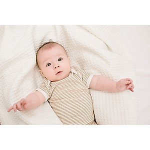 lulujo Soft Cotton Baby Blanket, Waffle Weave (Vanilla)
