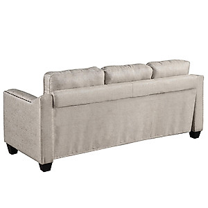 3Pieses Mid-Century Modern Sofa Sets Linen Fabric Tufted Back Sofa&Couch Include 3 Seaters Couch, Loveseat and Armchair with Rivets Rivets for Home Apartment Office Living Room