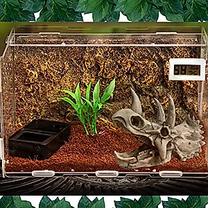 MUYG Bearded Dragon Resin Triceratops Skull Hide Decoration Reptiles Artificial Hideout Cave Landscape Tank Accessories Vines Leaves Hideaway Ornaments for Lizards Snake Gecko