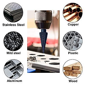 OXMUL Step Drill Bits for Metal, 3/16 to 7/8, Cobalt Bit, Heavy Duty for Stainless Steel,Metal, Aluminum, Copper, 12-Steps. #201