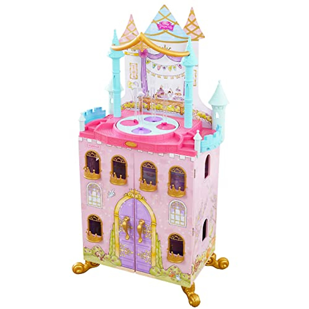 KidKraft Disney Princess Dance & Dream Wooden Dollhouse, Over 4-Feet Tall, Includes Sounds, Spinning Dance Floor and 20 Play Pieces, Gift for Ages 3