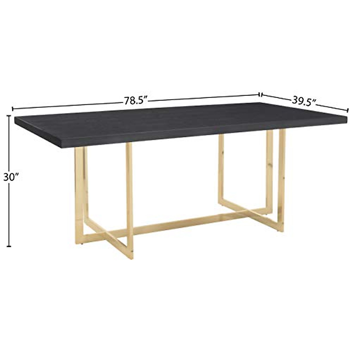 Meridian Furniture Elle Collection Modern | Contemporary Wood Veneer Top Dining Table with Durable Stainless Steel Base, 78" W x 39" D x 30" H