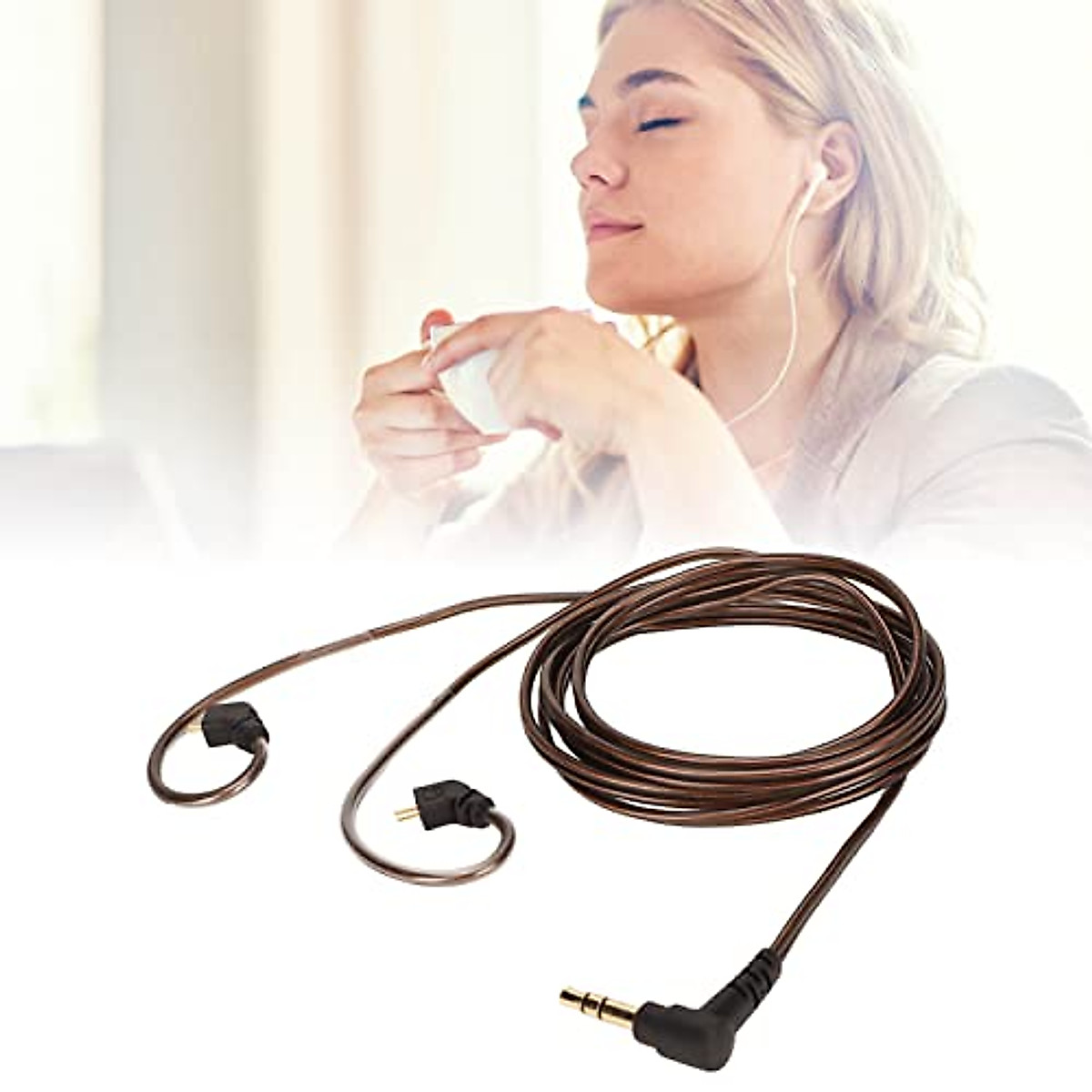 Jopwkuin Headphone Cable, Replacement Noise Reduction Flexible Headphone Sound Cable OFC Core Stylish with Mic for CCA for QDC for KZ