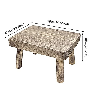 Adult Wooden Step Stool - Very Sturdy, Great Kids Step Stool Perfect for High Beds, Reach High Places in Kitchen, Bathroom, Closet, Sink, Lightweight (14.17x10.63x7.48inch)