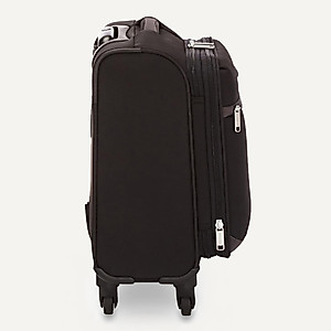 Amazon Basics Luggage, 18" Small Carry-On Softside Suitcase With Wheels, With Four 360-Degree Multi-directional Spinner Wheels, Expandable Space, Zippered Pocket and Straps, Telescopic Handle, Black