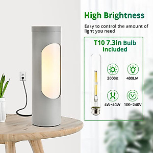 LEDIARY Kosher Lamp, Reading Lamp for Shabbos, Silver Table Lamps and Nightlight for Living Room Bedroom, T10 Bulb Included (4W Eqv 40W, 400LM, 3000K)