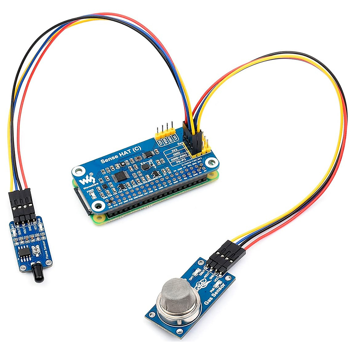 waveshare for Raspberry Pi 4B/3B+/3B/2B/B+/A+/Zero/Zero W/Zero 2W, Sense HAT (C) Onboard Gyroscope, Accelerometer, Magnetometer, Barometer, Temperature, Humidity Sensor, Supports External Sensors