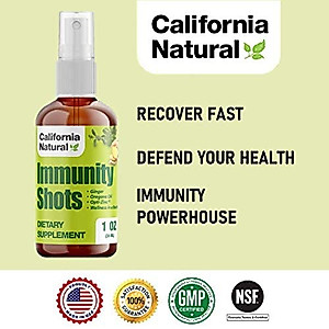 California Natural Immunity Shots 1oz Spray Opti-Zinc, Organic Ginger Root, Oregano Oil - Potent & Pure Immune System Booster - Immune System Support - 1oz