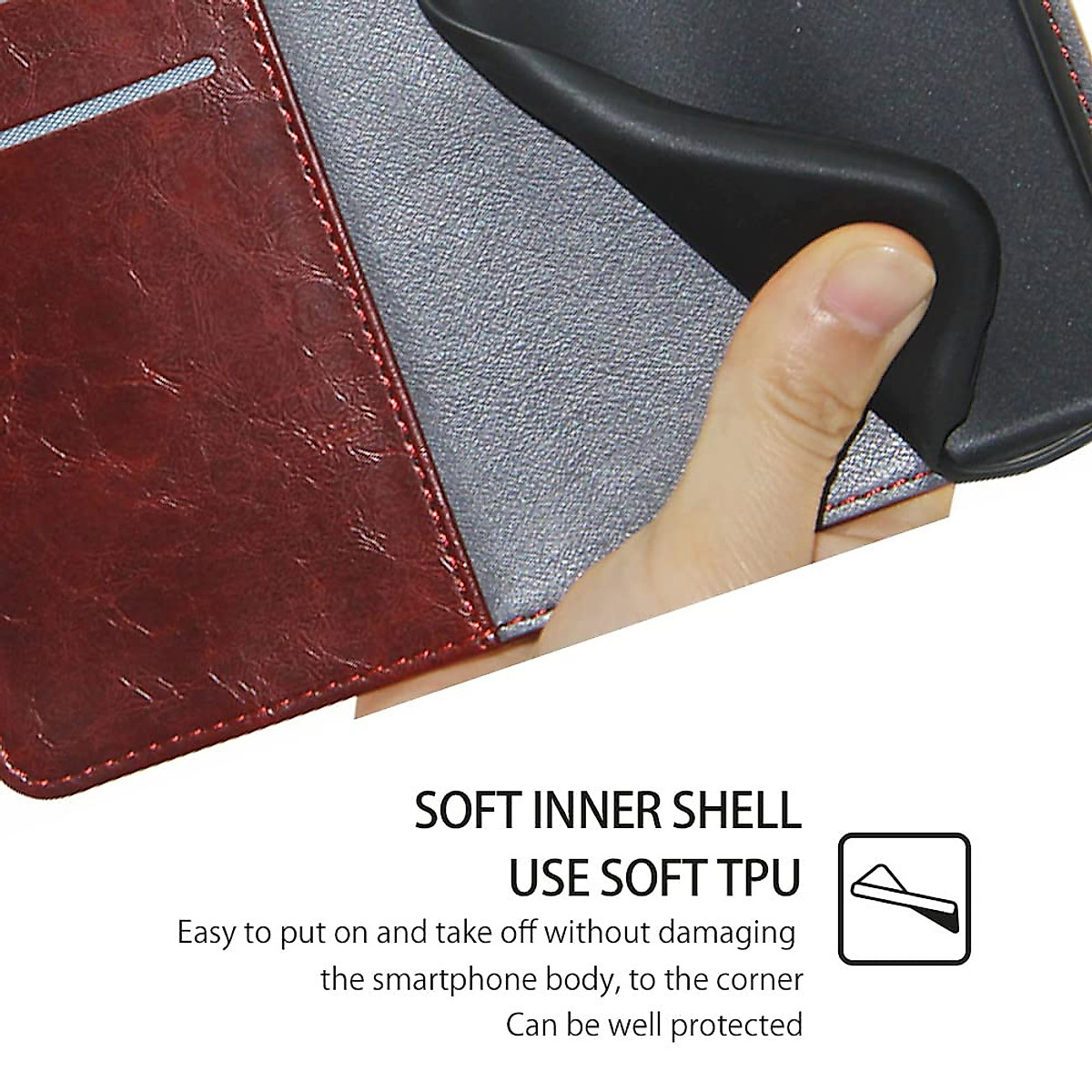 Fansipro Wallet Folio Case for Oppo Reno 2 Z, Premium PU Leather Slim Fit Cover for Reno 2 Z, 3 Card Slots, Good Design, Deep Brown