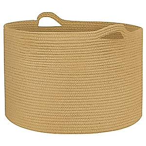 MXMHOME XXXL Large Blanket Basket Jumbo Woven Baskets for Storage Cotton Rope Baskets Jute Throw Blanket Storage Baskets for Pillows Toy Storage Basket Orgniazer Bins (23.6”x 23.6”x 14.1”)