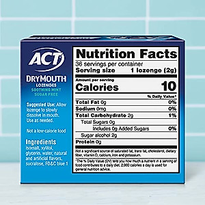 ACT Dry Mouth Lozenges with Xylitol, Soothing Mint, 36 Lozenges