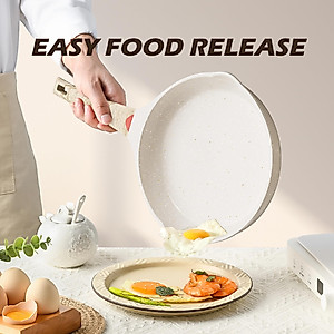 Pots and Pans Set - Caannasweis Nonstick Granite Stone Cookware Sets, Induction Frying Pans for Cooking, PFOS PFOA Free, Basic Gray