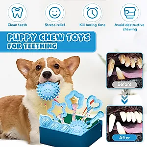 ABRRLO 6 Pack Puppy Toys Cute Blue Puppy Chew Toys for Teething Small Breed Dog Chew Toys Interactive Pet Toy Set for Puppies Soft and Durable Small Breed Doggy Teething Toys