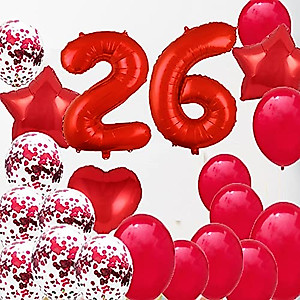 Sweet 26th Birthday Decorations Party Supplies,Red Number 26 Balloons,26th Foil Mylar Balloons Latex Balloon Decoration,Great 26th Birthday Gifts for Girls,Women,Men,Photo Props