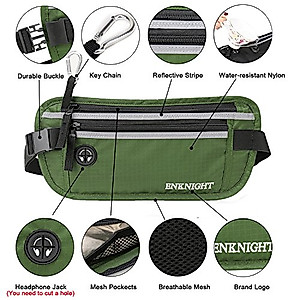 ENKNIGHT Big RFID Money Belt for Travel Running Waist Pack Fanny Pack Green