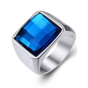 KeyStyle Diamond Cut Blue Stone Ring, Created Sapphire Large Costume Rings Size 14