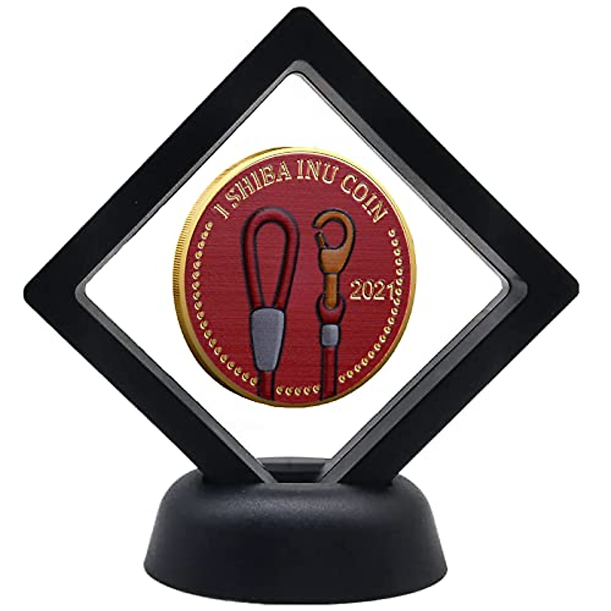 1oz Gold Shibcoin Commemorative Coin Gold Plated Shiba Inu Shib Coin 2021 Limited Edition Collectible Coin with Protective Case and Black Display Case (coin1 redgold+Black case)